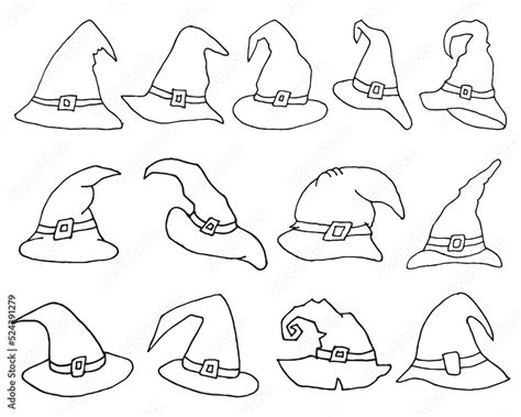 Set Of Halloween Hat Vector Illustration Witch Hat Isolated On White