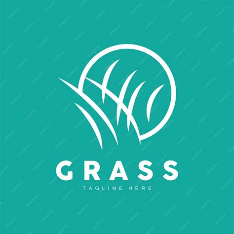 Premium Vector Green Grass Logo Design Farm Landscape Illustration