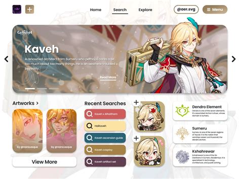 Kaveh Genshin Impact Web Ui Design Series 2 Artofit