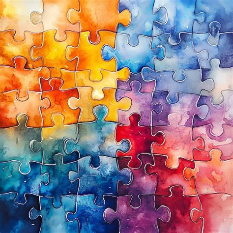 Colorful Puzzle Pieces Showcasing Teamwork And Unity Premium Ai Generated Image