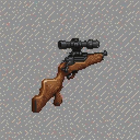 Pixel Art Of A Detailed Sniper Rifle With A Highpowered Scope Perfect