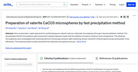 Preparation Of Vaterite Caco3 Microspheres By Fast Precipitation Method