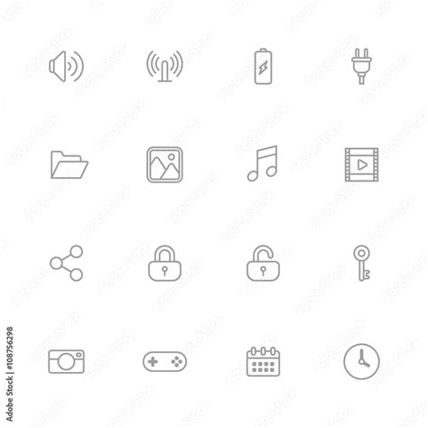 Gray Line Simple Web Icon Set For Web Design User Interface Ui Infographic And Mobile