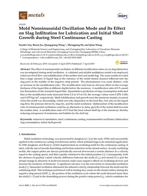 Mold Nonsinusoidal Oscillation Mode And Its Effect Pdf Friction Oscillation