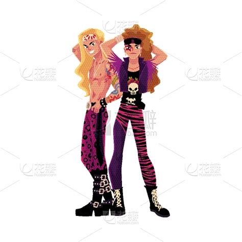 魅力化妆舞会服通俗音乐人青年人两个物体分离着色白色人乐队金属素材 花瓣网