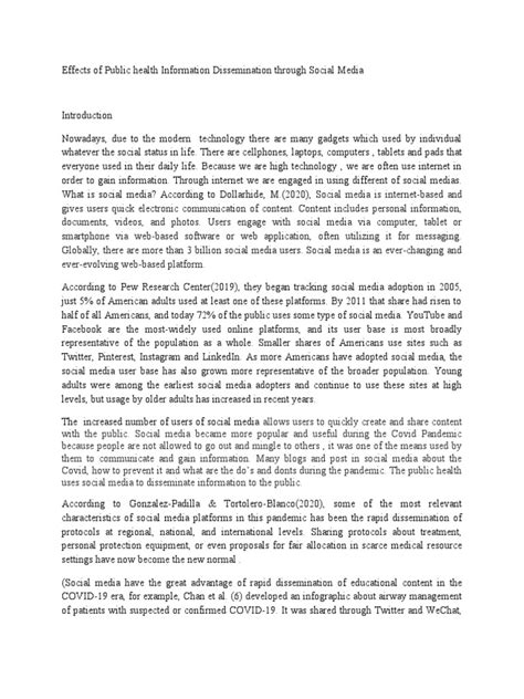 Effects Of Public Health Information Dissemination Through Social Media Pdf Social Media