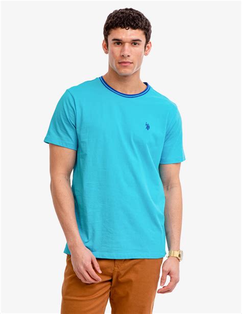 Tipped Crew Neck Collar T Shirt U S Polo Assn