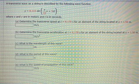solved a transverse wave on a string is described by the