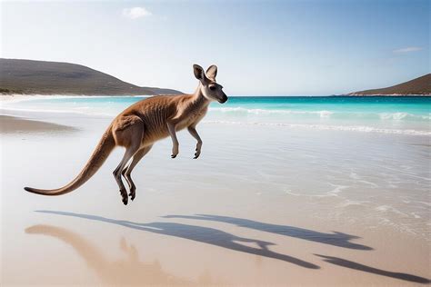Premium Photo A Kangaroo Hopping Along On The Beach At Lucky Bay In