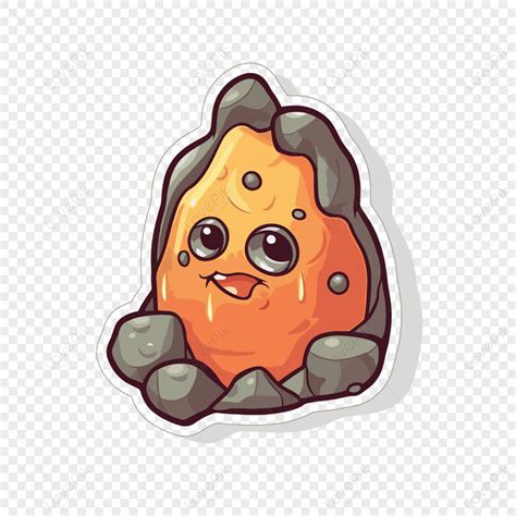 귀여운 오렌지 만화 일러스트 바위의 스티커 벡터결석상표 Png 일러스트 무료 다운로드 Lovepik