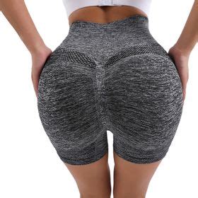 Gym Shorts For Women High Waisted Butt Lifting Yoga Pants Grey