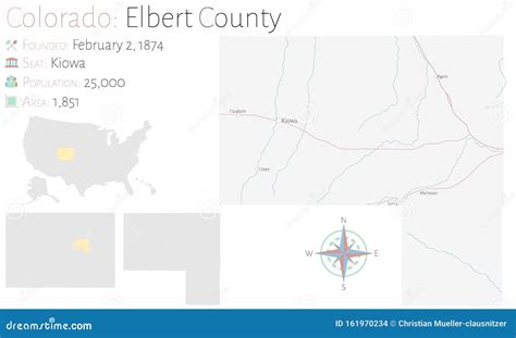 Map Of Elbert County In Colorado Stock Vector Illustration Of Signs