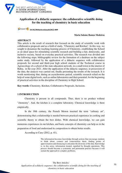 Pdf Application Of A Didactic Sequence The Collaborative Scientific Doing For The Teaching Of