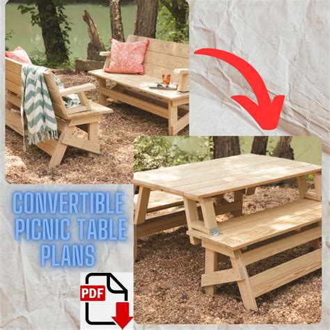 Convertible Picnic Table To Bench Plans Pdf Download Etsy
