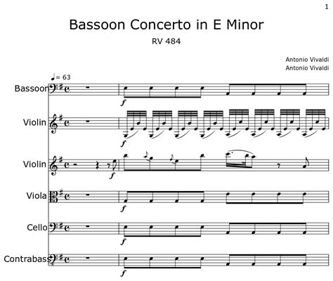 Bassoon Concerto In E Minor Sheet Music For Bassoon Violin Viola
