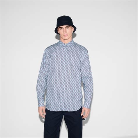 Printed Cotton Shirt In Blue Ready To Wear Gucci® Si