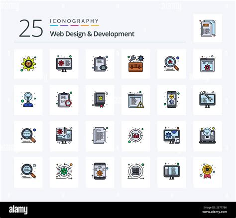 Web Design And Development 25 Line Filled Icon Pack Including Scan