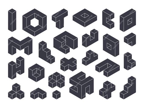 Premium Vector Isometric Puzzle Blocks Game Geometric Shapes 3d