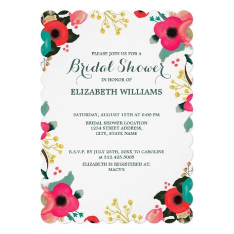 Floral Themed Bridal Shower Invitations