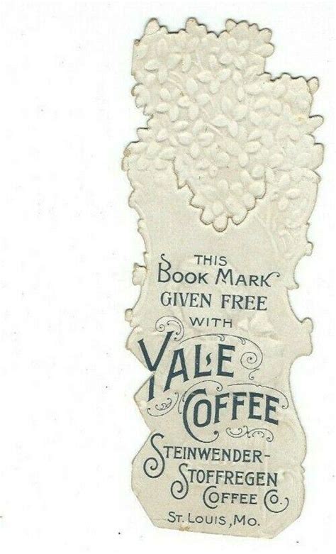 Victorian Die Cut Bookmark Yale Coffee Steinwender Stoffregen St