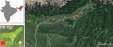 A Map Of India Highlighting Assam B Satellite Image Of Assam With