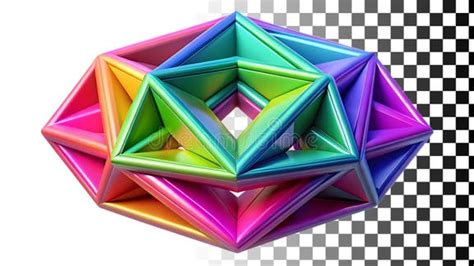 Colorful Geometric Polyhedra Structure Abstract Vibrant Art Png