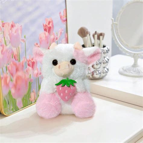 Qutetn 1pc 20cm 7 8inch New Strawberry Cow Plush Toys Cute Strawberry
