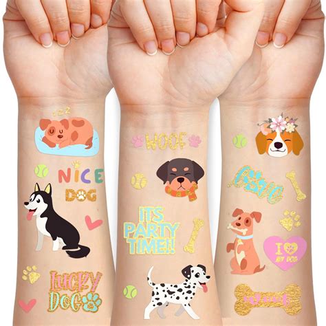 Tatuaje Temporal De Perro Para Niños 4 Hojas De Tatuajes Temporales