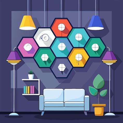 Modular Smart Lighting System With Geometric Interconnected Panels Premium Ai Generated Vector