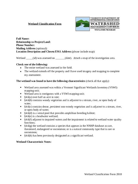 Wetland Classification Doc Template Pdffiller