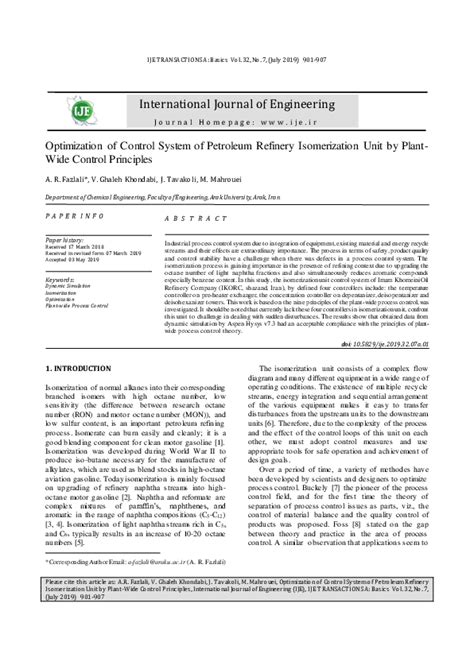 Pdf Optimization Of Control System Of Petroleum Refinery