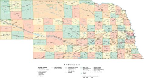 State Map Of Nebraska In Adobe Illustrator Vector Format Detailed Editable Map From Map Resources