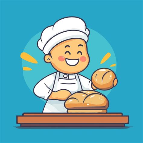 Cute Cartoon Artisan Baker Proofing Bread Vector Premium Ai Generated