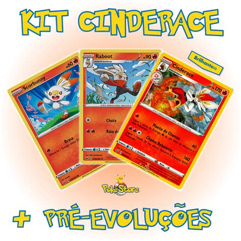 3 Cartas Pokemon Kit De Evoluções Cinderace Raboot Scorbunny Diversos Modelos Shopee Brasil