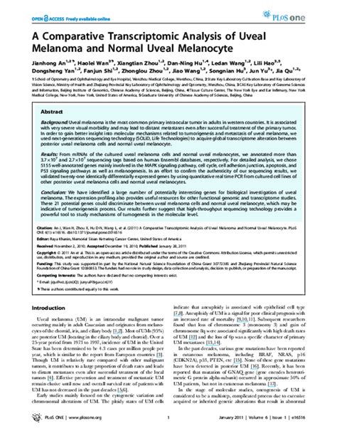 Pdf A Comparative Transcriptomic Analysis Of Uveal Melanoma And
