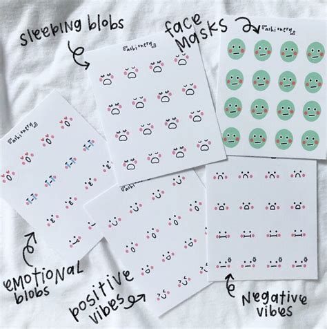 Blob Character Emotion Sticker Sheets Etsy