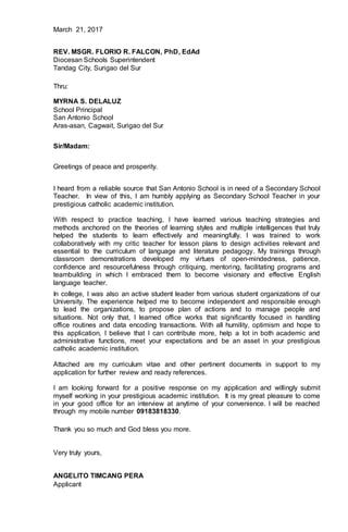 Application Letter And Resume Docx