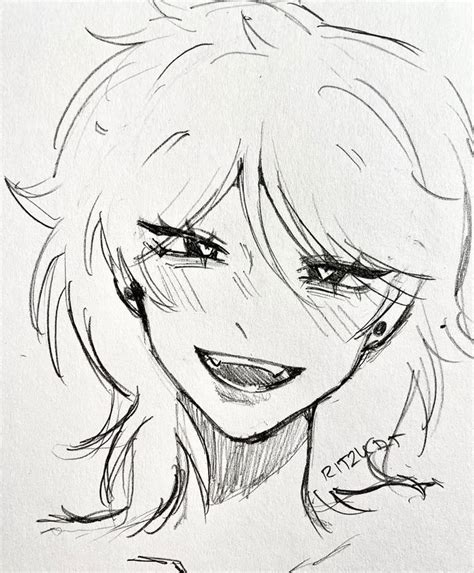 A Pencil Drawing Of A Girl With Long Hair And Big Eyes Looking At The