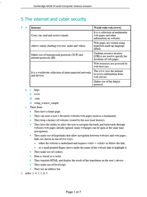 Wb Chapter 5 The Internet And Cyber Security Answers Pdf Computers