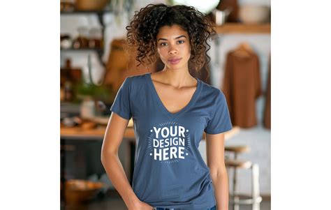 Bella Canvas 3005 V Neck Blue Jean 8 Graphic By Orange Club · Creative