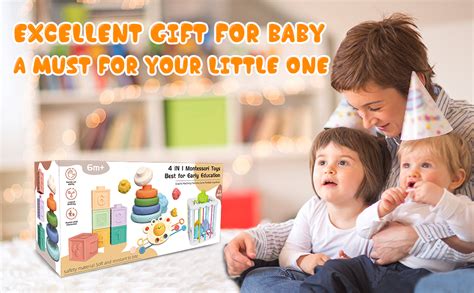 Plunack Montessori Toys For 6 12 Months Babies 4 In 1 Pull String