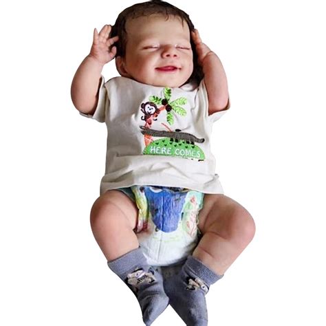 Reborn Bonecas Renascidas Lifelike 19 Polegadas Bebê Realista Pele Macia Artesanal De Silicone