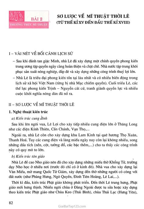 Sgk Âm Nhạc Và Mĩ Thuật 8 Bài 2 Thường Thức Mĩ Thuật Sơ Lược Về Mĩ