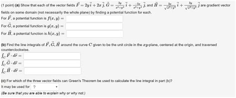 Solved Show That Each Of The Vector Fields F Vector Y I Chegg
