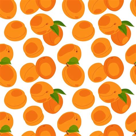 Premium Vector Apricot Seamless Pattern Vector Fruits Whole And Cut Into Pieces On A White