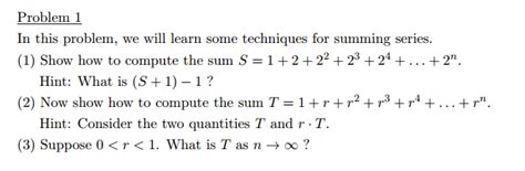 solved we will learn some techniques for summing series