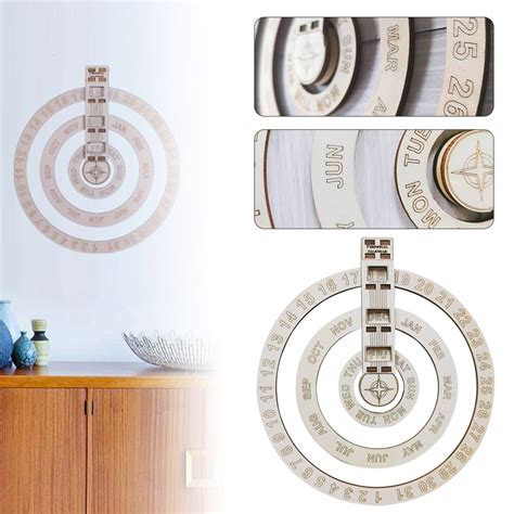 Wooden Wall Calendar Circular Rotating Calendar Wa Grandado