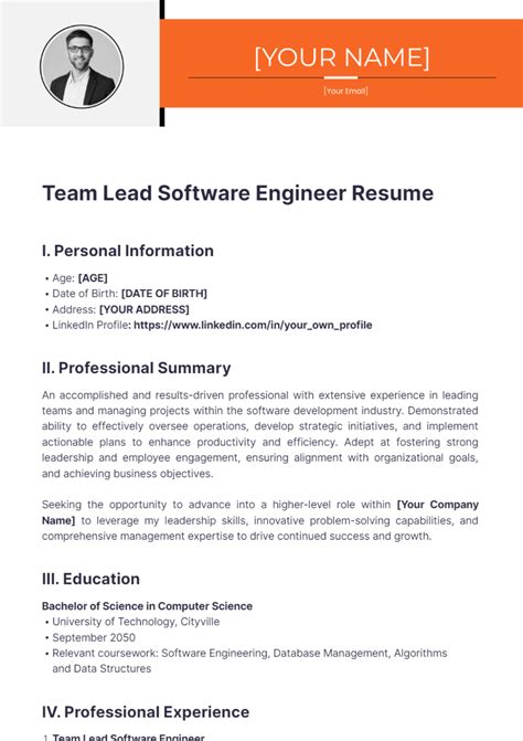 Free Ats Friendly Software Engineer Resume Template To Edit Online