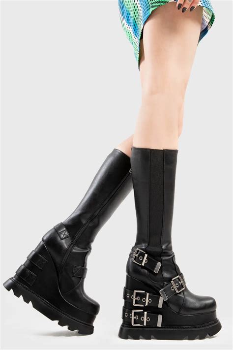 Causing Riots Chunky Platform Calf Boots Lamoda