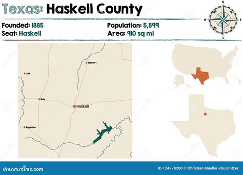 Map Of Haskell County In Texas Stock Vector Illustration Of Freeway Lakes 124778200